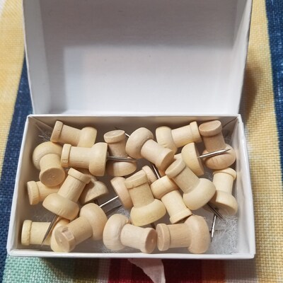 Wood Push Pins 20 Pc Natural / Walnut - Etsy