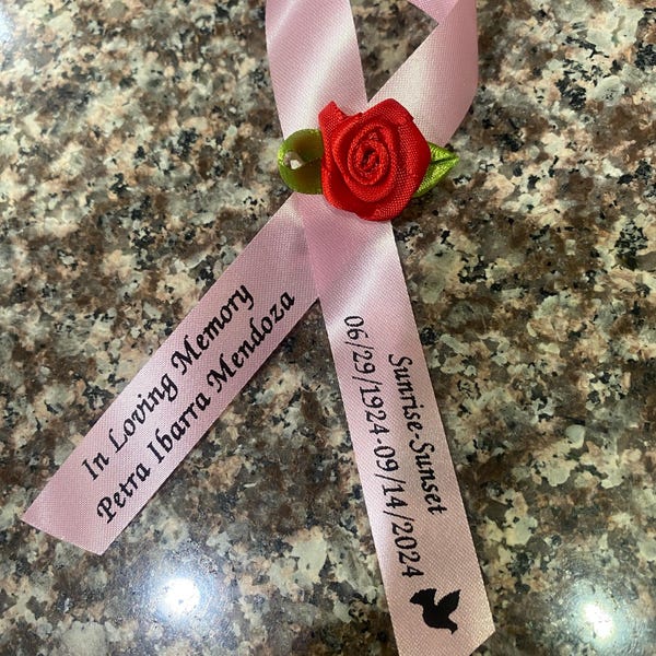 Personalized Memorial Ribbons With Pins for Funeral or Celebration of ...