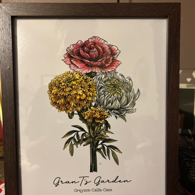 Birth Flower Family Bouquet, Birth Month Flower Art Custom, Hand Drawn ...