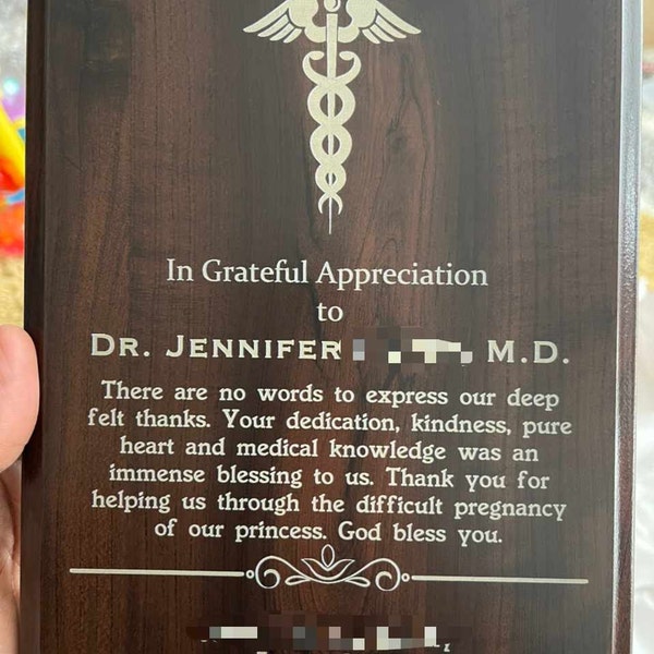 Doctor Thank You Gift | Appreciation Plaque in Recognition of Medical ...