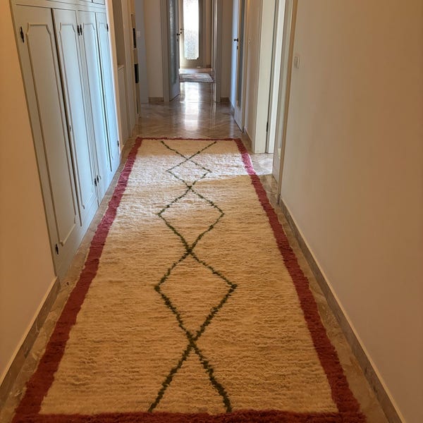 Soft GREEN WOOL Living Room ,berber Grid Pattern Rug ,stunning Moroccan ...
