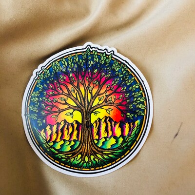 Hand Drawn Tree Sticker Nature Sticker Sun Sticker - Etsy