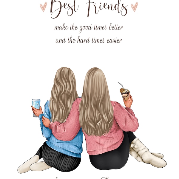 Best Friends Personalized Print, Custom 3 Friend Prints, Three Best ...