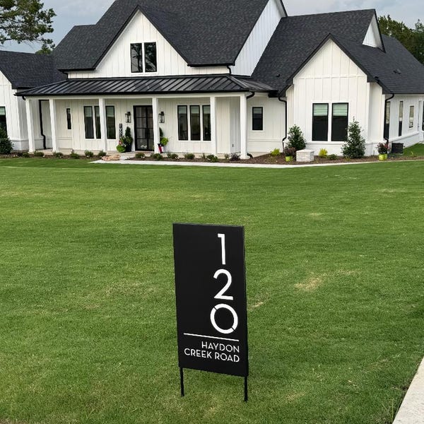 Sunset Valley Vertical Address Yard Sign - Modern Steel Number Plaque ...