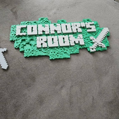 3D Door Sign Minecraft-inspired Personalized Name Custom Kids Bedroom ...