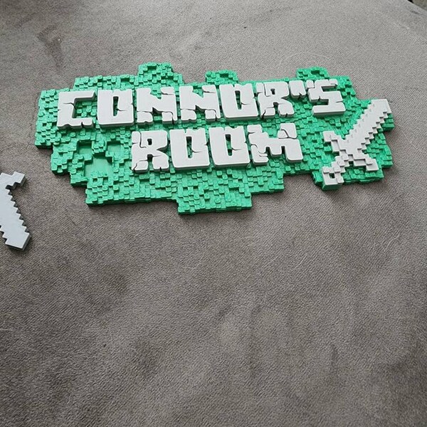 3D Door Sign Minecraft-inspired - Personalized Name Custom Kids Bedroom ...