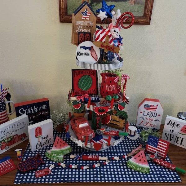 Patriotic Tiered Tray Items | 4th of July | Independence Day | God ...