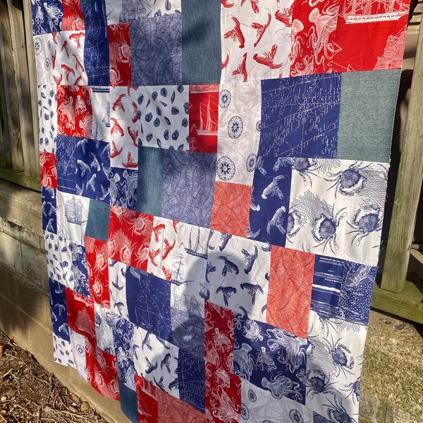 Big Block Quilt Pattern, Modern Mosaic, Big and Tall, Fat Quarter Throw ...
