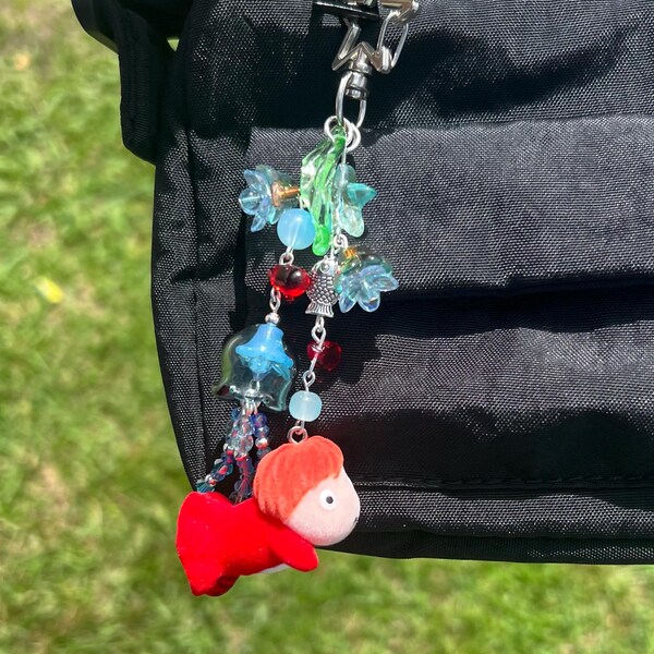 Ponyo Keychain With Flocked Ponyo Charm - Etsy