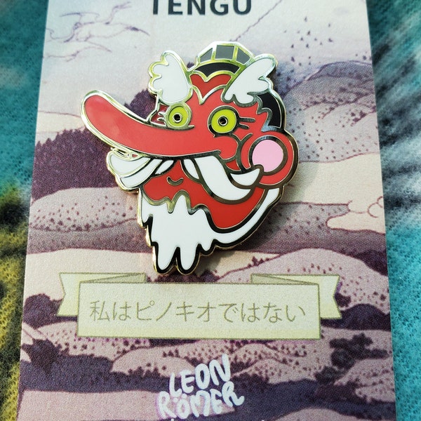 Fierce Tengu Pin - Yokai Lapel Pin - Hard Enamel Demon Pin - Japanese ...