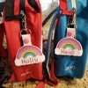 Bag Tag, Personalized Name, Rainbow School Backpack Tag, Key Fob, Key ...
