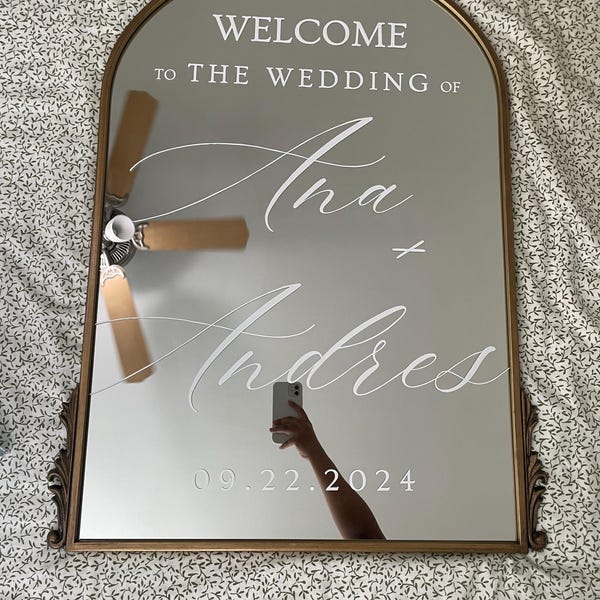 Wedding Welcome Sign Customizable Names for Mirror, Acrylic, Cardboard ...
