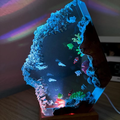 Orca Whale and Diver Resin Lamp, Killer Whale Night Light,epoxy Resin ...