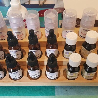 Wooden Display Rack for Paint Bottles 3 Row Paint Bottle Display Rack ...