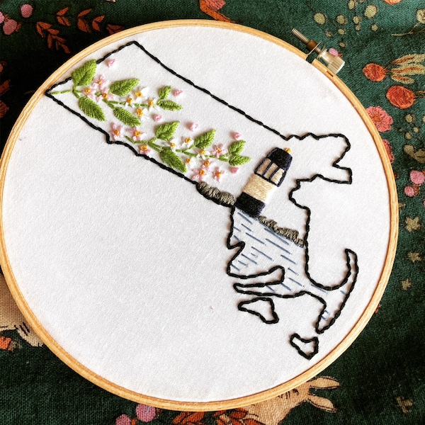 Massachusetts State Embroidery Pattern - Instant Digital Download - PDF ...