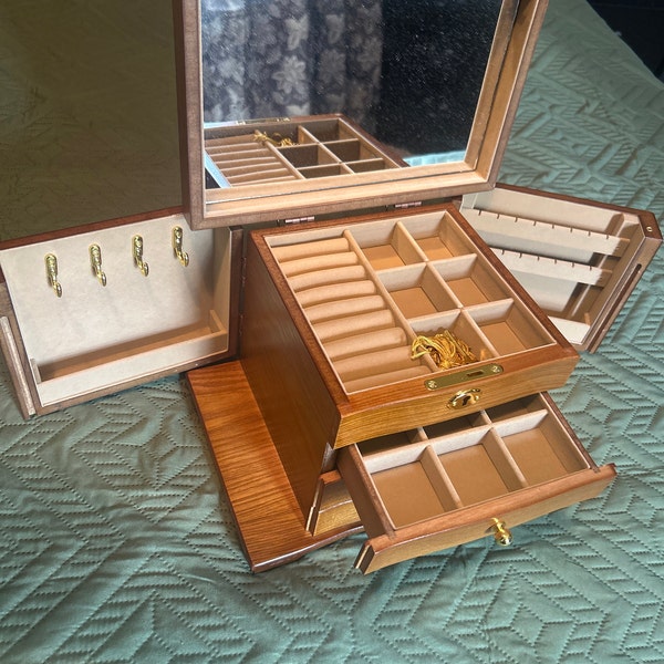 Engrave 4/5 Layer Wooden Jewelry Box,large Locking Jewelry Organizer ...