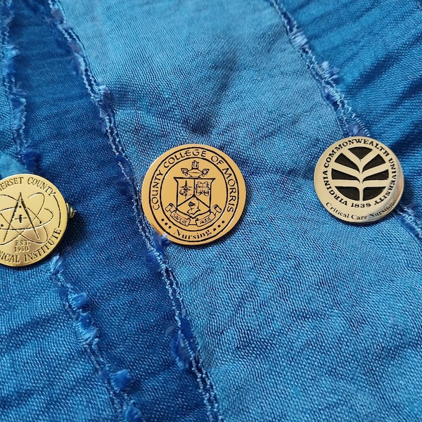 Custom School Logo Brooch - Personalized College Emblem Pin - Engraved ...
