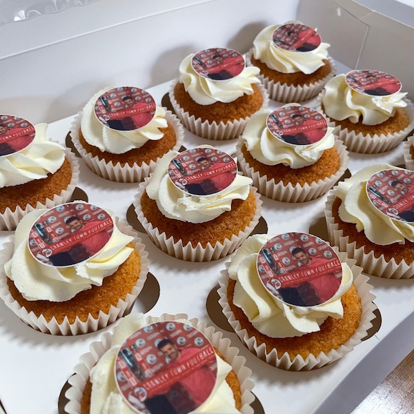 Personalised Logo Edible Cupcake Toppers: Business Branding Birthday ...