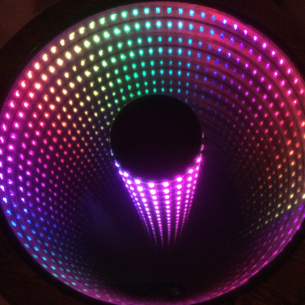 İnfinity Mirror Coffee Table, Led Light Table, Wooden Coffee Table, 3D ...