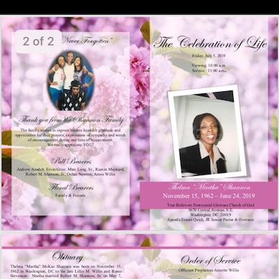 Funeral Program Template MS Word Funeral Obituary Memorial Celebration ...