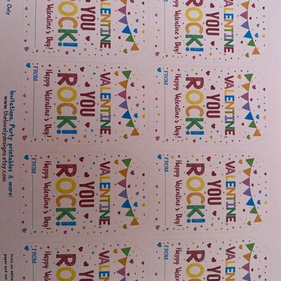You Rock Valentine's Day Gift Tags, Kids Classroom Pop Rocks Printable ...