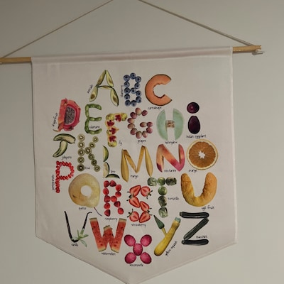 Eat Your Fruits and Vegetables Pennant Fabric Food Alphabet Fun Food ...
