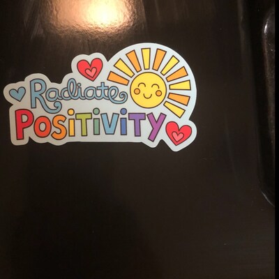 RADIATE POSITIVITY Happy Sun Vinyl Decal Sticker Water Bottle Sticker ...