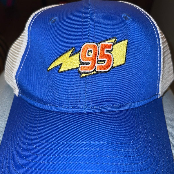 Cars Lightning Mcqueen 95 Trucker Cap | Embroidered Logo Hat With ...