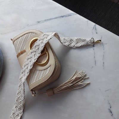 Personalized Macrame Strap Woven off White Cotton Camera Strap ...