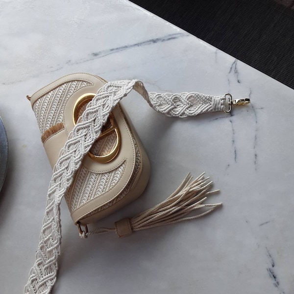 Personalized Macrame Cotton Strap Woven off White Camera Strap ...