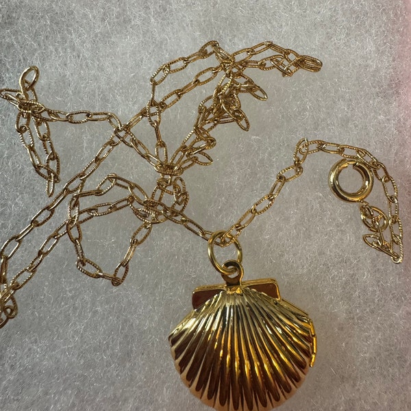 Locket Necklace, Seashell Locket Necklace, Scallop Shell Locket, Locket ...