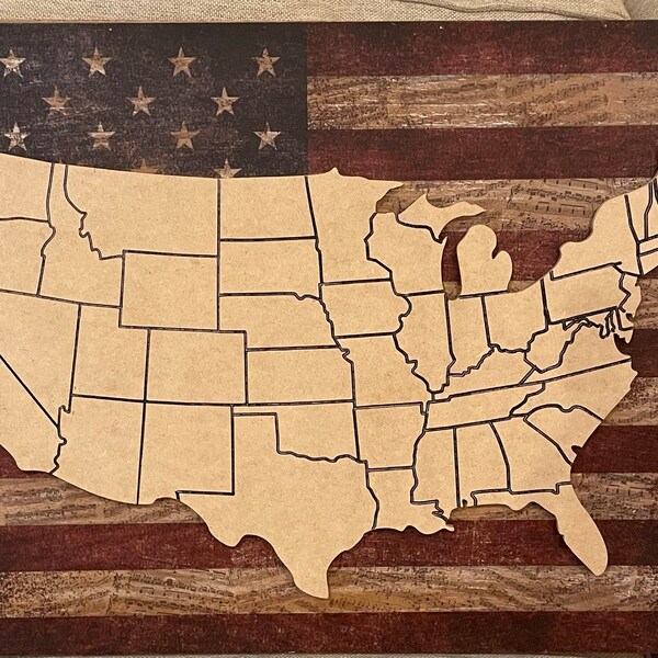 United States, U.S. Country Geographic Map Shape Unfinished Wood Cutout ...