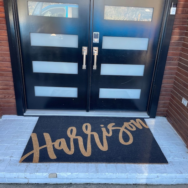Monogrammed Coir Border Door Mat,monogram Border Personalized Doormat ...