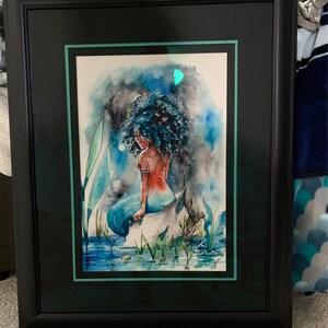 Beautiful Black MERMAID Art Print, African American Mermaid, Night Sky ...