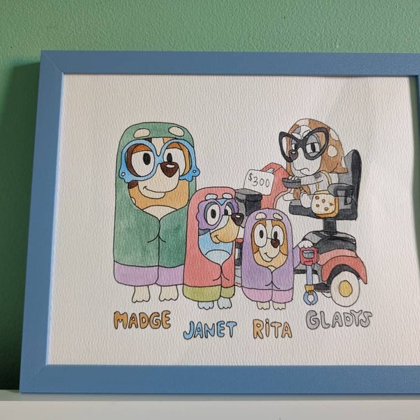 Watercolor BLUEY FAMILY Portrait Bluey Painting - Etsy