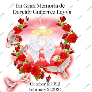 In Loving Memory Png-green Flowers Butterfly Memorial Template Instant ...
