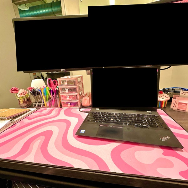 Pastel Retro Desk Mat, Wavy Groovy Retro Mouse Pad, Funky Desk ...