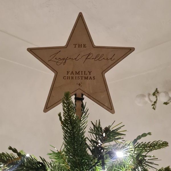 Christmas Tree Topper Star, Engraved Tree Topper, Scandi Christmas ...