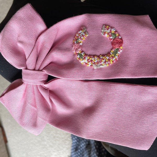 Initial Hand Embroidered Bow Custom Initial Bow Hair Bow Floral Hair ...