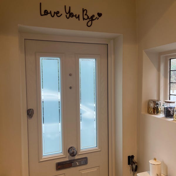 Love You Bye Wooden Script Sign Entryway Hallway Sign Letters Painted ...