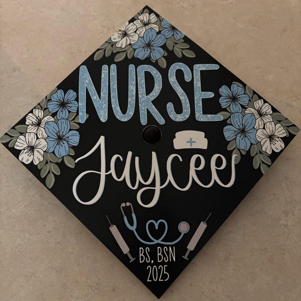 Custom "cherry Blossom Bsn" Graduation Cap Topper, Nursing Graduation ...