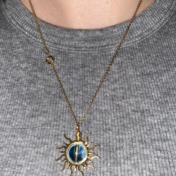 Sun Necklace/ Wire Wrapped Sun/ Handmade Wire Wrapped Sun /crystal ...