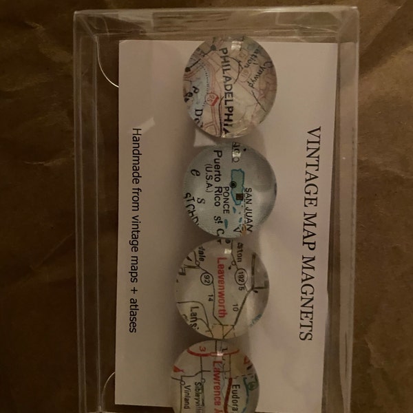 Custom Vintage Map Magnets, Set, You Pick the Locations, Map Gifts ...