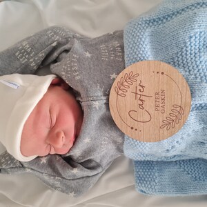 Baby Name Announcement Wooden Sign With Personalised, New Baby Arrival ...