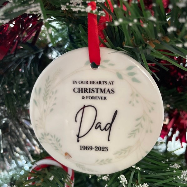 Personalised Memorial Bauble - Remembrance Christmas Decoration ...