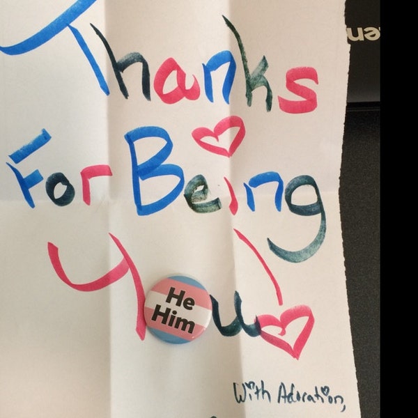 BOLD Trans Flag Pronoun Button he Him - Etsy