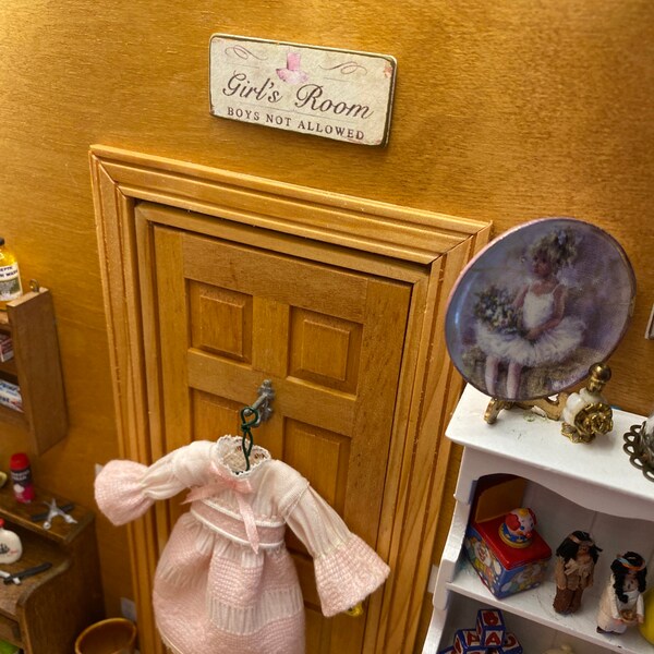 Dollhouse Miniature, Girl's Room Sign, Bedroom Picture, Dolls House ...