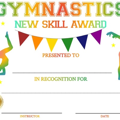 INSTANT DOWNLOAD Printable Gymnastics 8.5x11 Certificate / Award ...