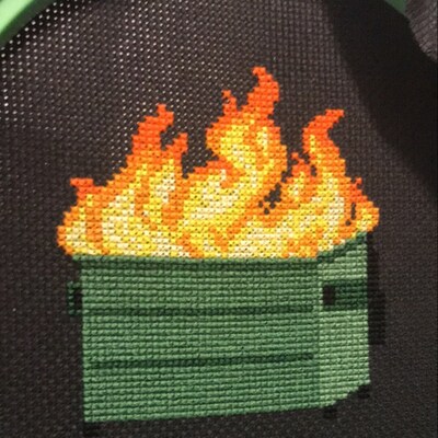 Dumpster Fire Cross Stitch Pattern, Subversive Embroidery, Funny ...