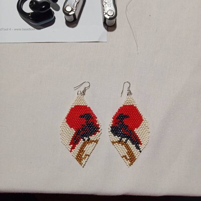 Raven Bead Earrings Pattern Pdfbrick Stitch Seed Bead Digital ...
